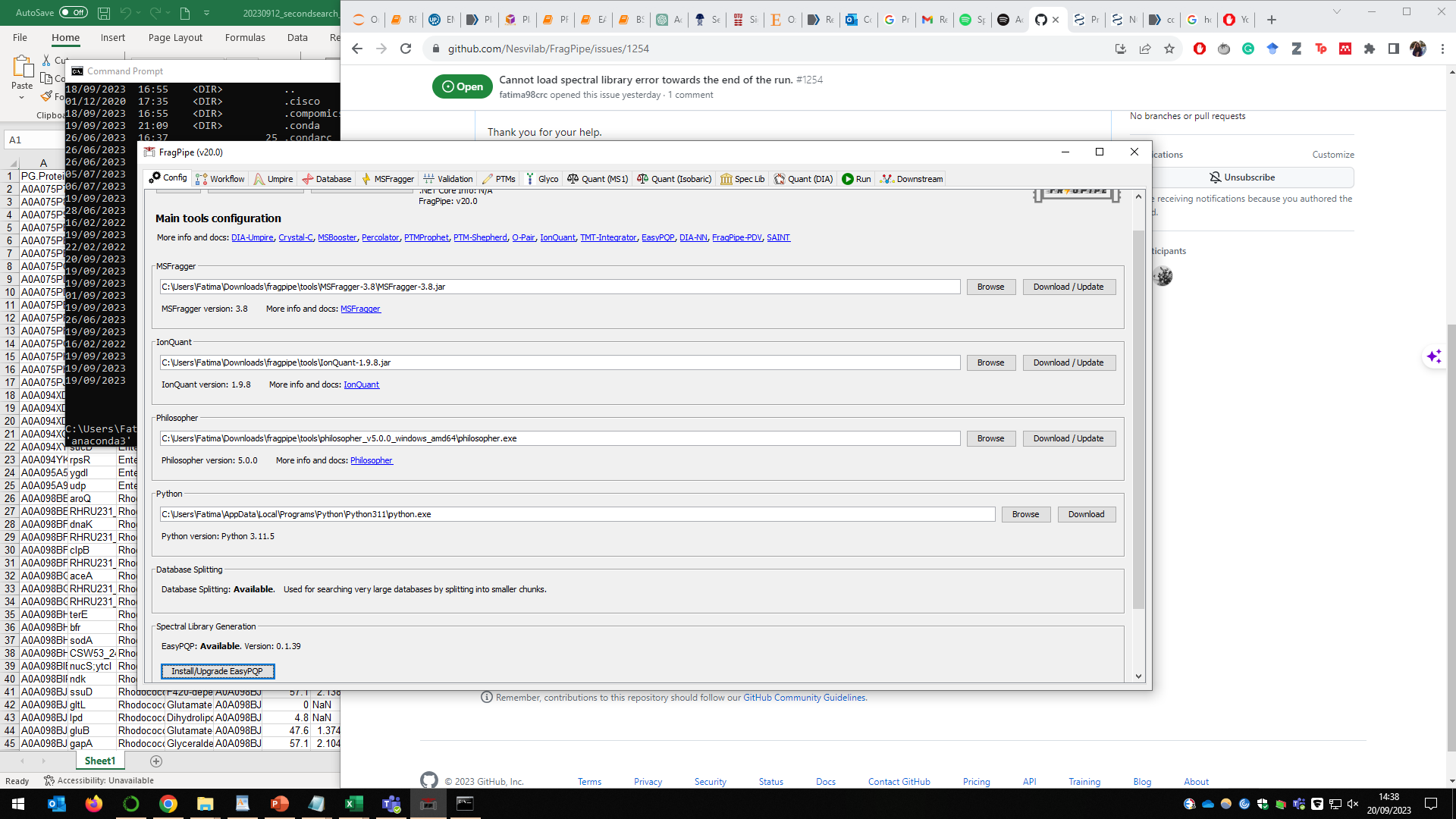 Cannot load spectral library error towards the end of the run. · Issue #1254 · Nesvilab/FragPipe ...