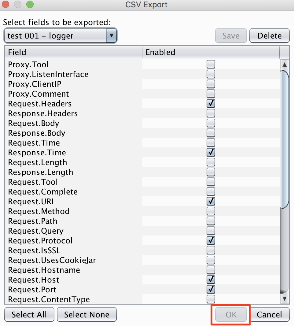 Save the CSV/JSON Exporter fields preferences · Issue #96 · nccgroup/LoggerPlusPlus · GitHub