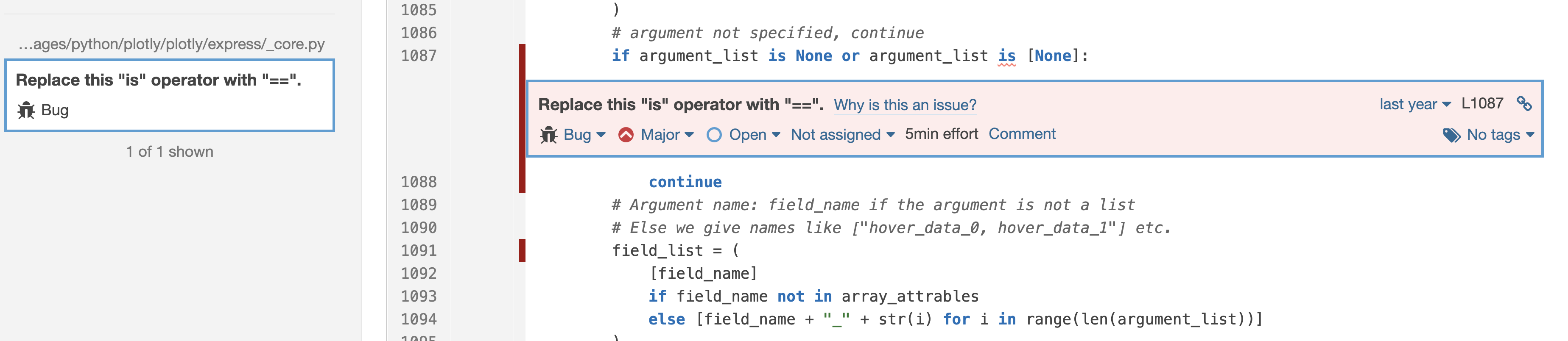 Wrong operator used in a condition of "process_args_into_dataframe" · Issue #2804 · plotly ...