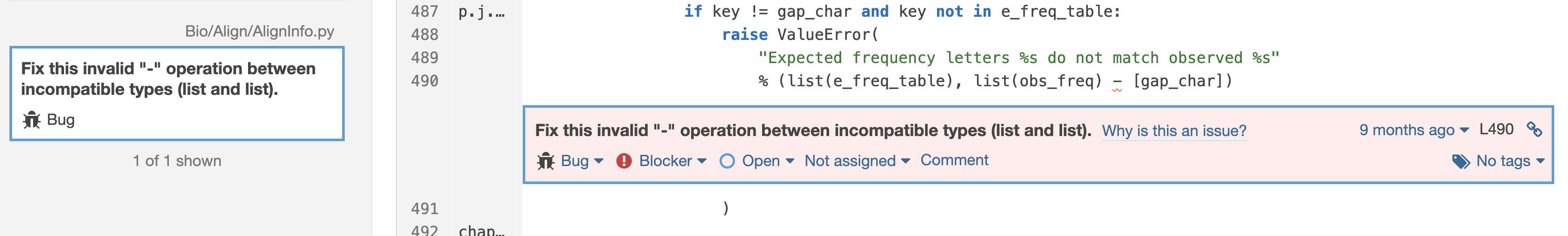 TypeError in "SummaryInfo._get_column_info_content" · Issue #3292 · biopython/biopython · GitHub