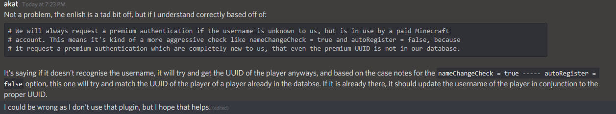 nameChangeCheck: true [Broken] · Issue #457 · TuxCoding/FastLogin · GitHub