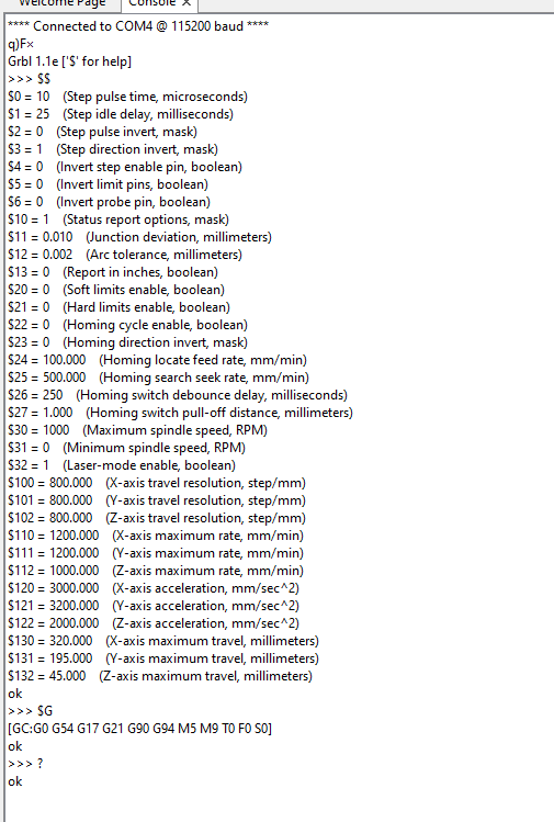 Gtbl v1.1 report request "?" only responds with "ok" · Issue #1826 · grbl/grbl · GitHub