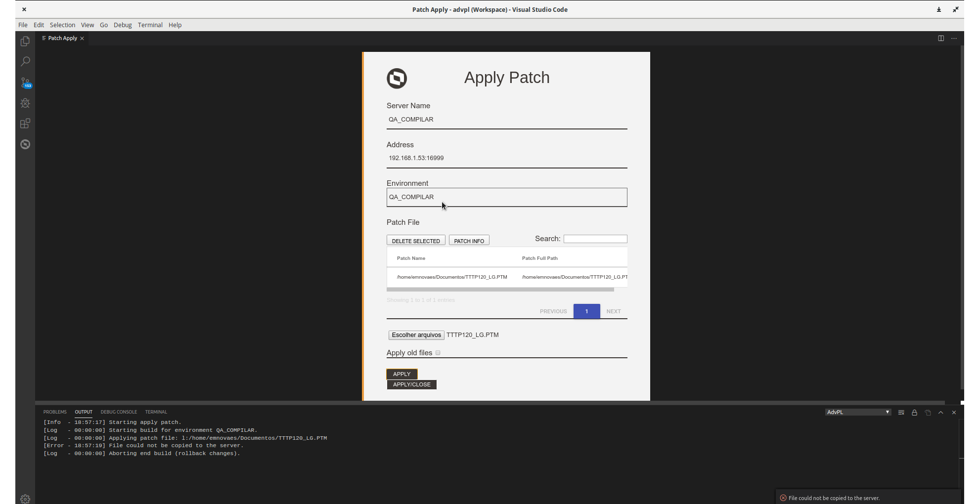 [Linux] - Erro ao aplicar patch (Archlinux - Manjaro - Elementary OS) · Issue #221 · totvs/tds ...