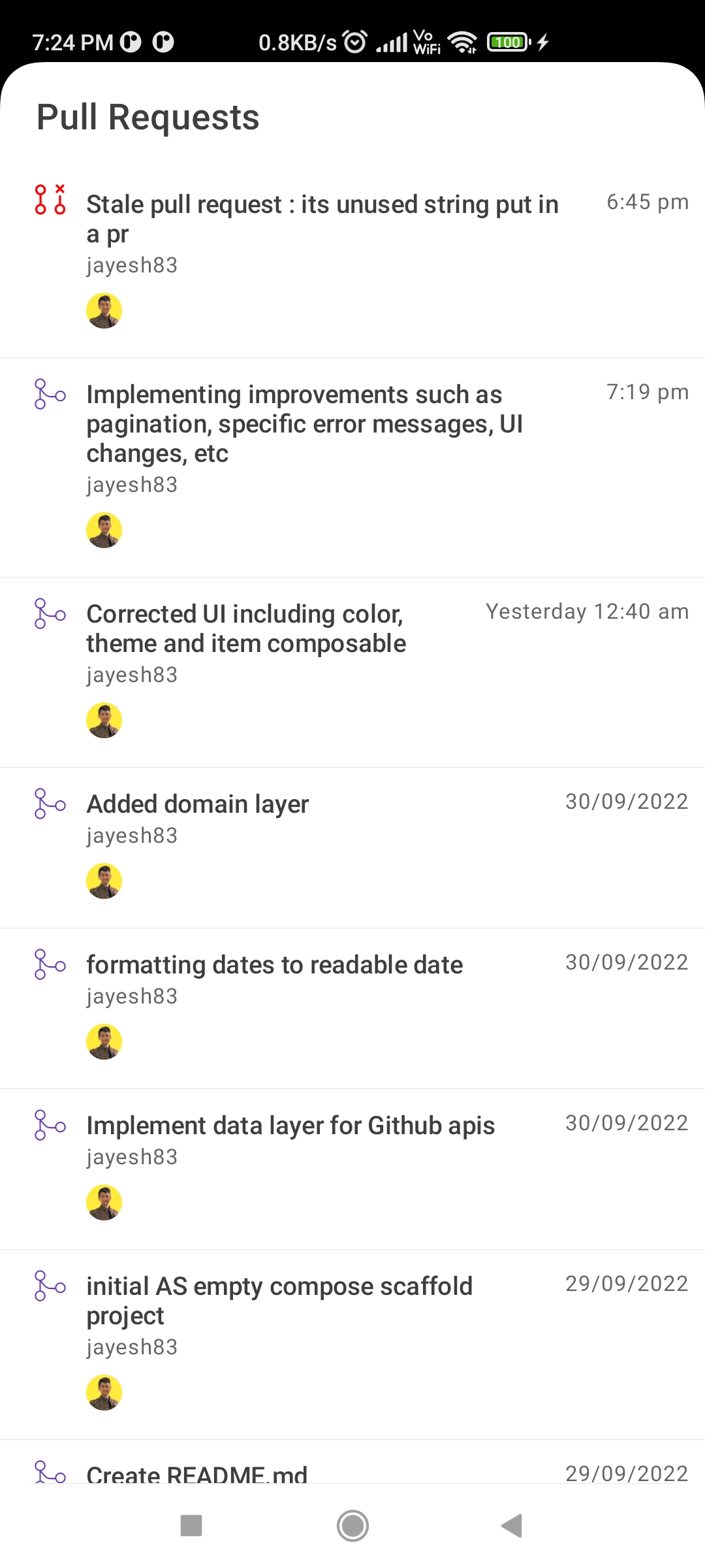 GitHub - jayesh83/github-explorer: Lists all closed pull requests (as of now)