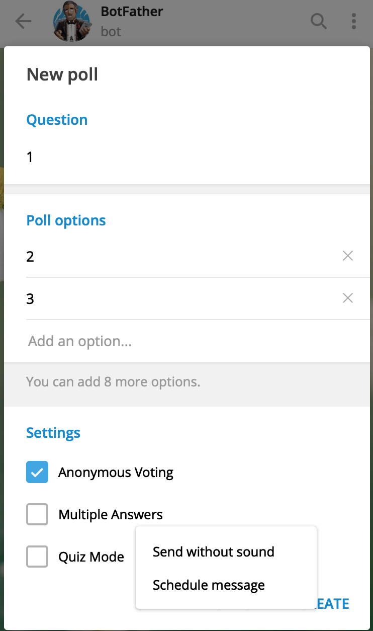 [Feature request] Enable schedule poll in "Create" button in poll ...