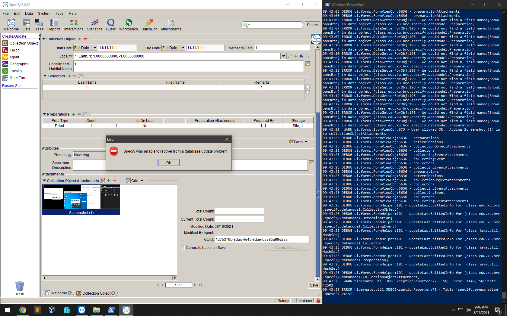 Table 'specify.preparation' doesn't exist, when saving a CO · Issue #1045 · specify/specify6 ...