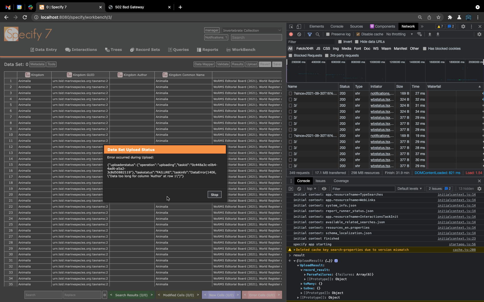 Wb Upload fails with field length error · Issue #1041 · specify/specify7 · GitHub