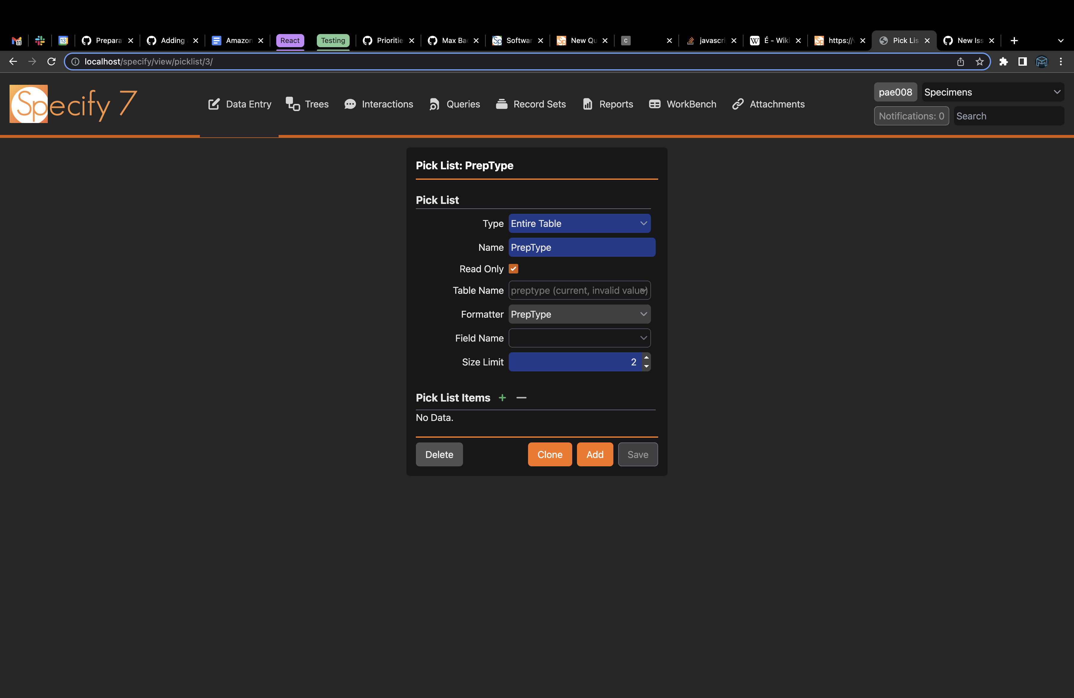List Of Tables Pick List Not Working On Form Load · Issue 2146 · Specifyspecify7 · Github 