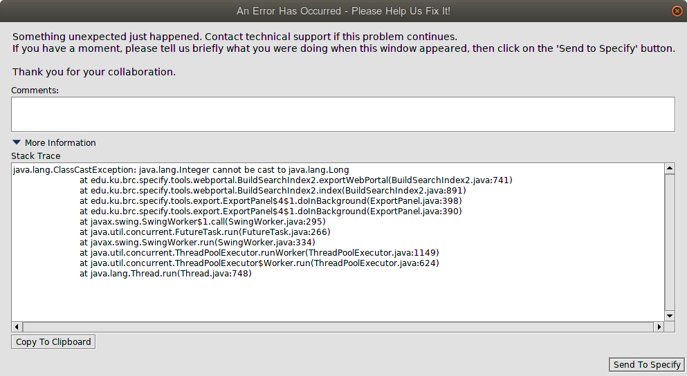 Java Cast Exception while using Data Exporter · Issue #389 · specify/specify6 · GitHub