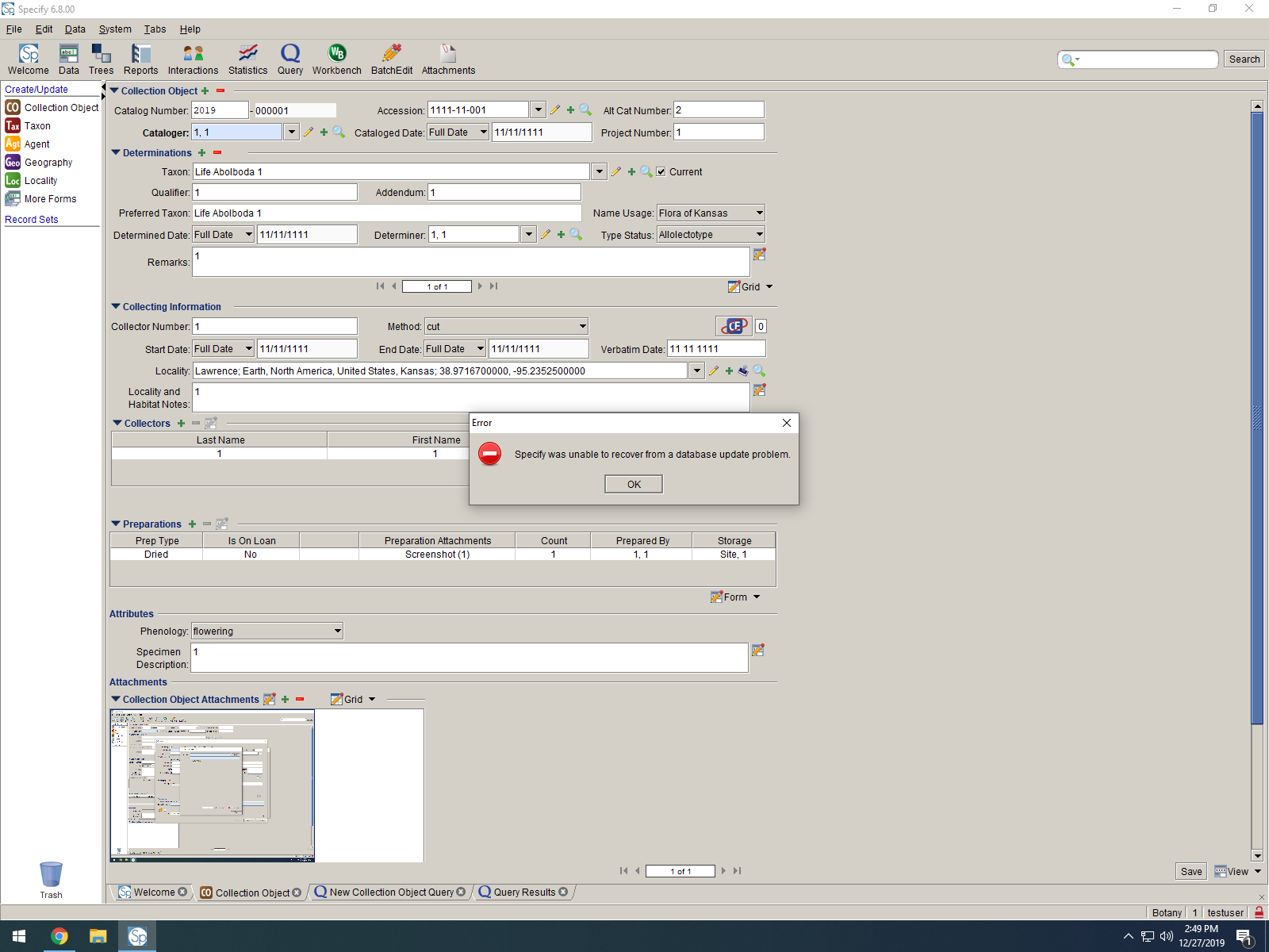 Java Exception When Saving Changes to CO · Issue #483 · specify/specify6 · GitHub