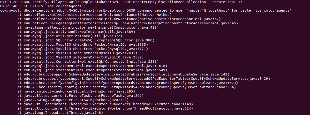 `DROP command denied to user master` in SpWizard · Issue #544 · specify/specify6 · GitHub