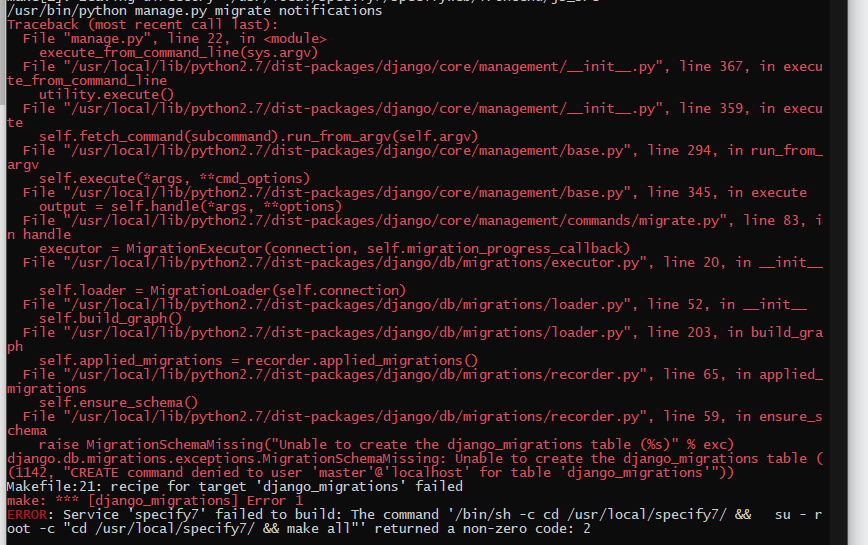 Unable To Create The Djangomigrations Table · Issue 4 · Specifyspecify7 Docker · Github