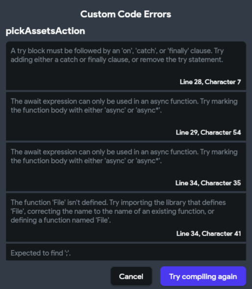 Custom Code Errors are not easily scrollable and cannot be copied · Issue #1882 · FlutterFlow ...