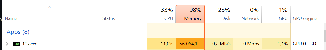 Total parser memory use · Issue #929 · slynch8/10x · GitHub