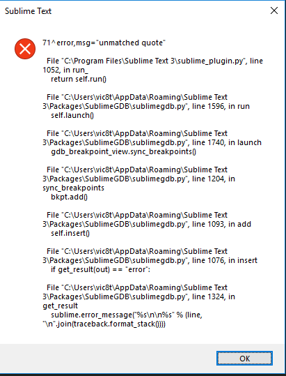 Cannot debug · Issue #117 · quarnster/SublimeGDB · GitHub