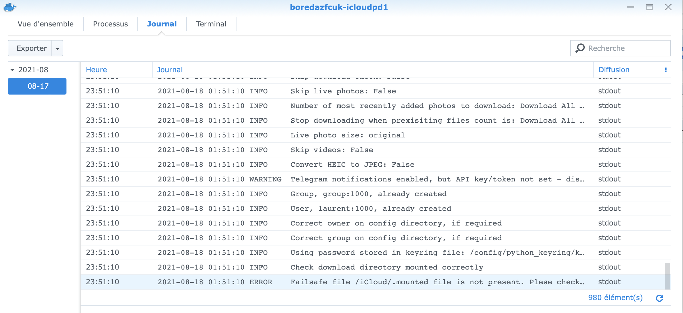Failsafe : can't find .mounted file · Issue #89 · boredazfcuk/docker-icloudpd · GitHub