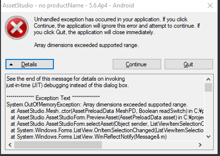 Error when select "mesh" type · Issue #211 · Perfare/AssetStudio · GitHub