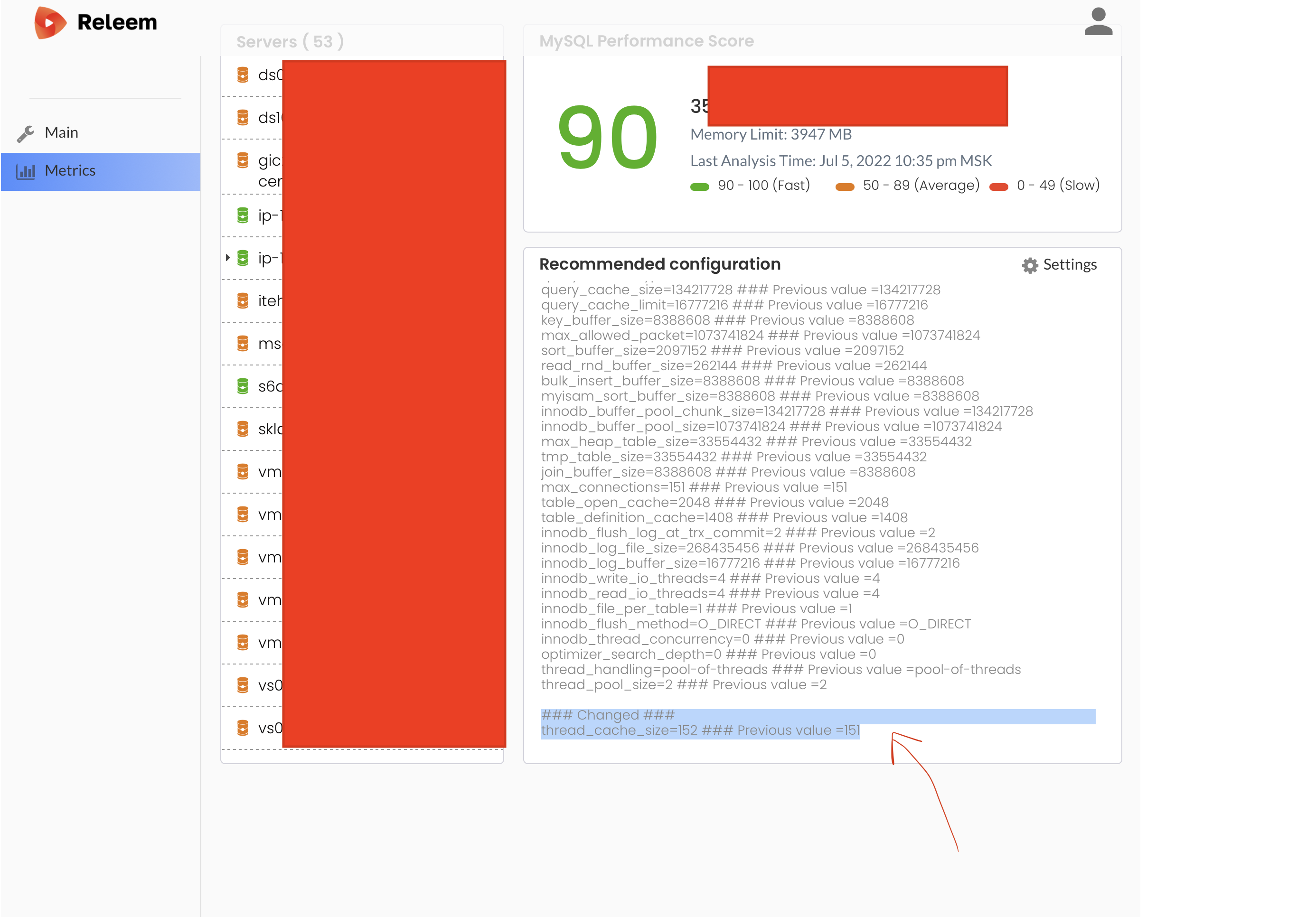 thread_cache_size still 151 but in config 152 value · Issue #91 · Releem/mysqlconfigurer · GitHub