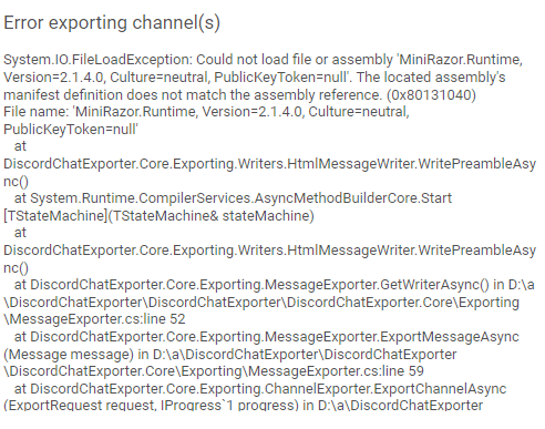 Could not load file or assembly MiniRazor.Runtime · Issue #690 · Tyrrrz ...