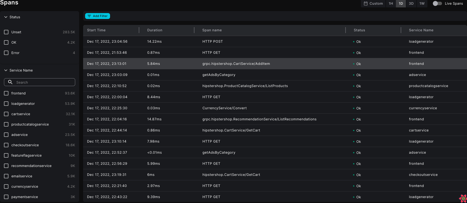 🐛 table backround color not changing on hover/ new live spans · Issue #834 · teletrace/teletrace ...