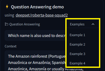 example_title doesn't work on Fill-Mask widget · Issue #1035 · huggingface/hub-docs · GitHub