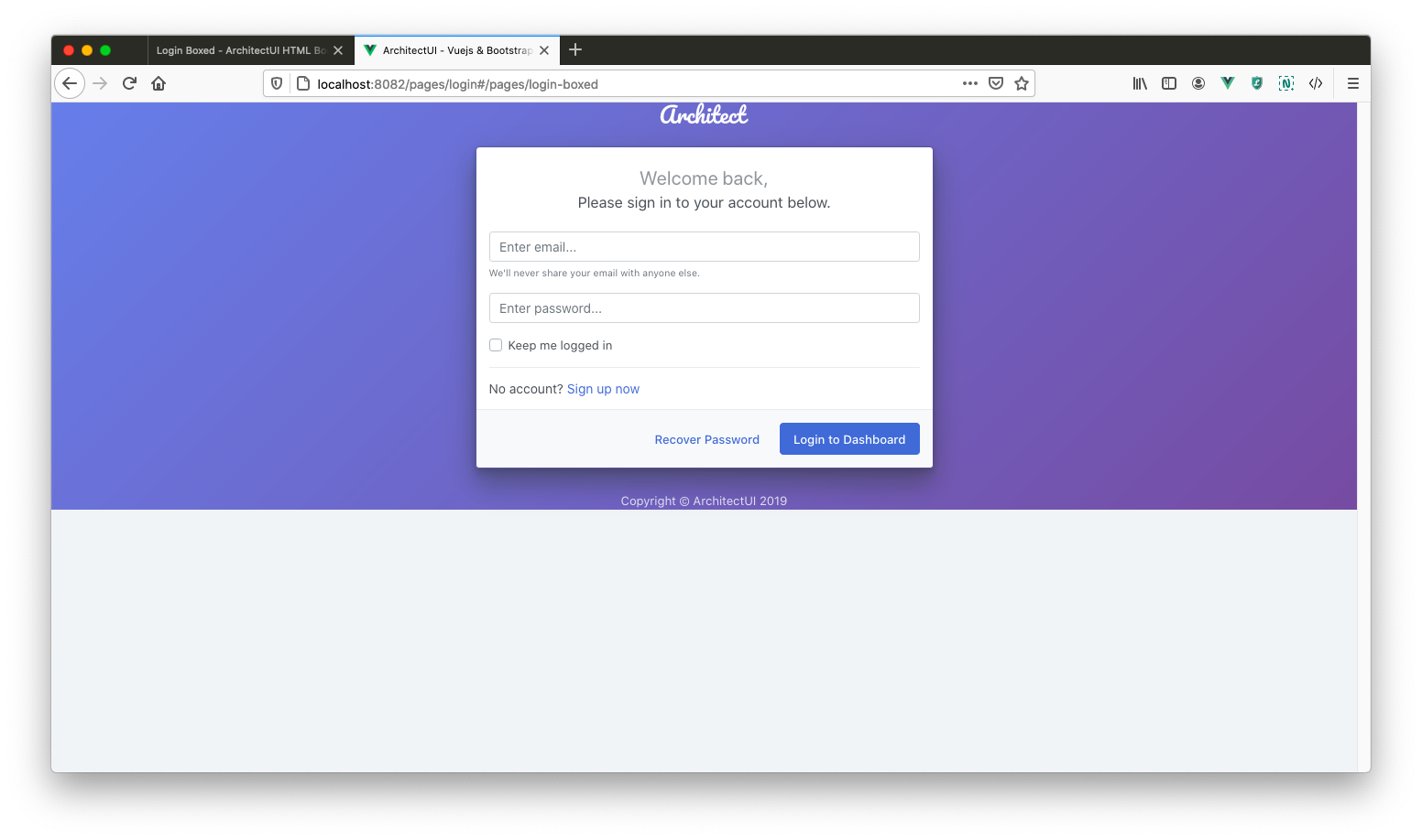 URGENT: Login-Boxed page modal doesn't center vertically on screen · Issue #7 · DashboardPack ...
