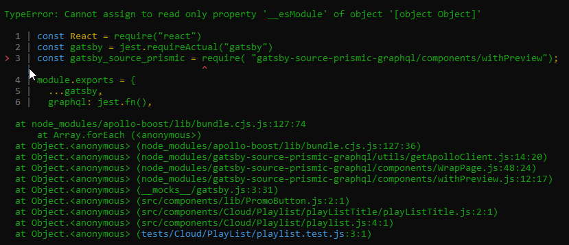 Mocking Withpreview Component In Jest Gives Typeerror Cannot Assign To Read Only Property