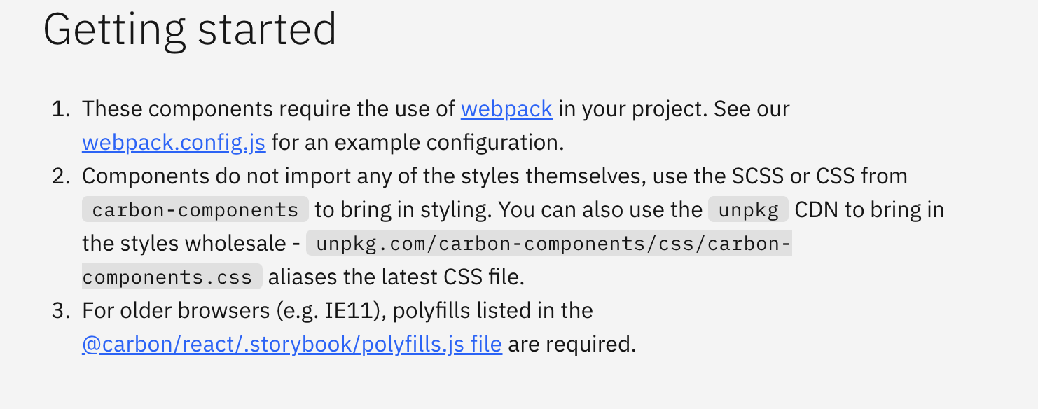 Broken webpack config link, outdated getting started information · Issue #3513 · carbon-design ...