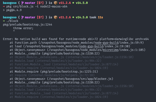 Error: No native build was found for runtime · Issue #955 · vercel/pkg · GitHub