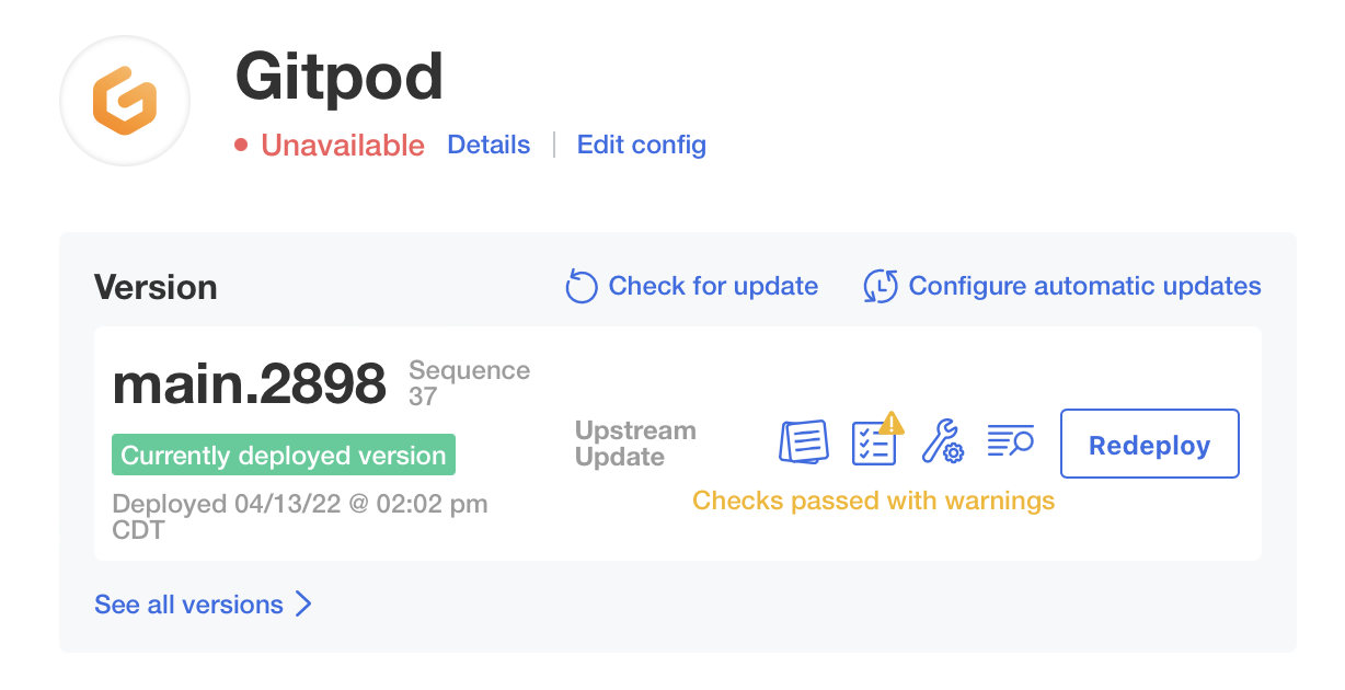 KOTS Admin Dashboard Shows Incorrect Version Deployed · Issue #9310 · gitpod-io/gitpod · GitHub