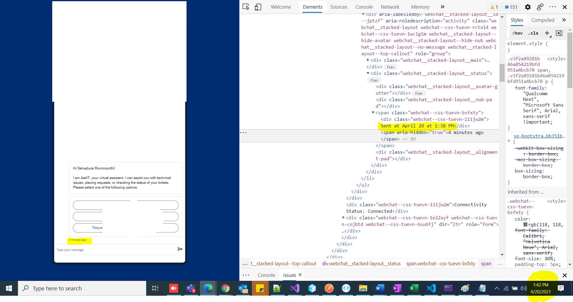 Suddenly Bot framework Webchat showing as 4minutes as default time ...