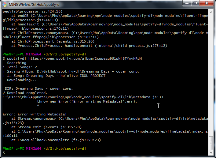Error while trying to download song/album · Issue #96 · SwapnilSoni1999 ...