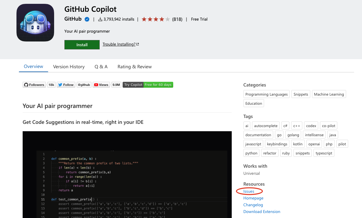 Update VS Marketplace Page "Issues" link to "Report an Issue" · Issue #596 · microsoft ...