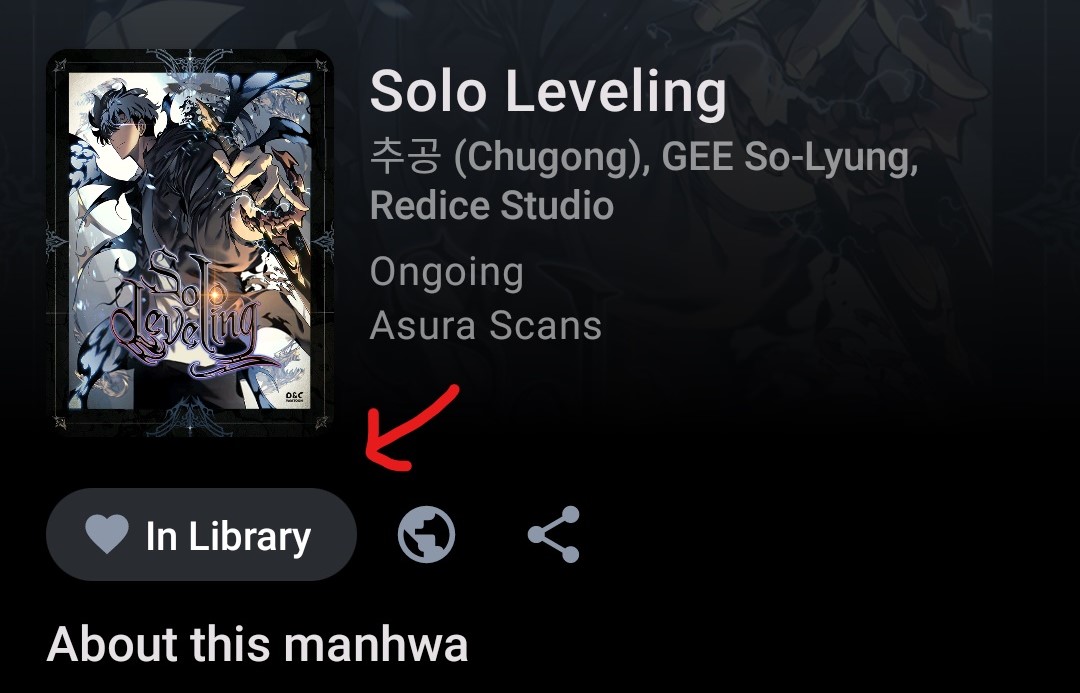 "In Library" button should show the user defined category the manhwa is ...