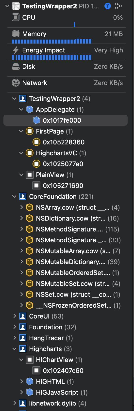 Memory leak and High Memory usage · Issue #320 · highcharts/highcharts-ios · GitHub