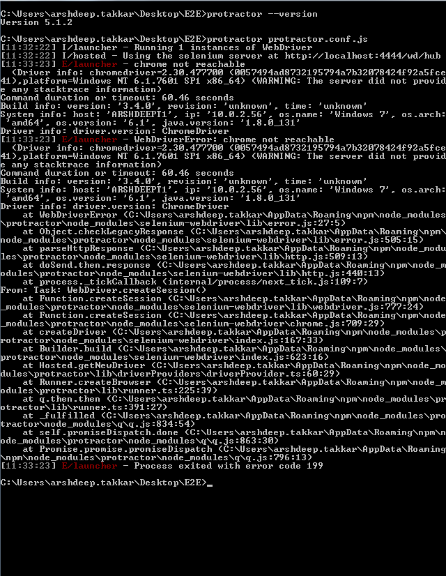 Protractor 512 Not Able To Start Chrome 59 And Exits With Error Code 199 · Issue 4391 
