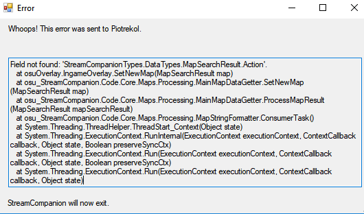 error report and crash · Issue #69 · Piotrekol/StreamCompanion · GitHub