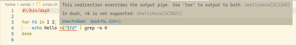 SC2260 and SC3021 false positives · Issue #2514 · koalaman/shellcheck · GitHub