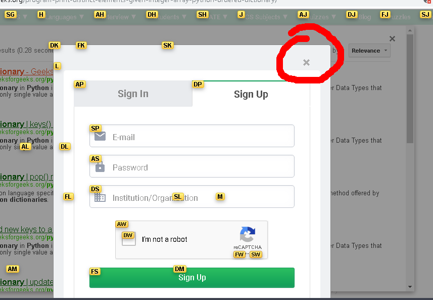 Vimium can't click X on certain popups. · Issue #3336 · philc/vimium · GitHub
