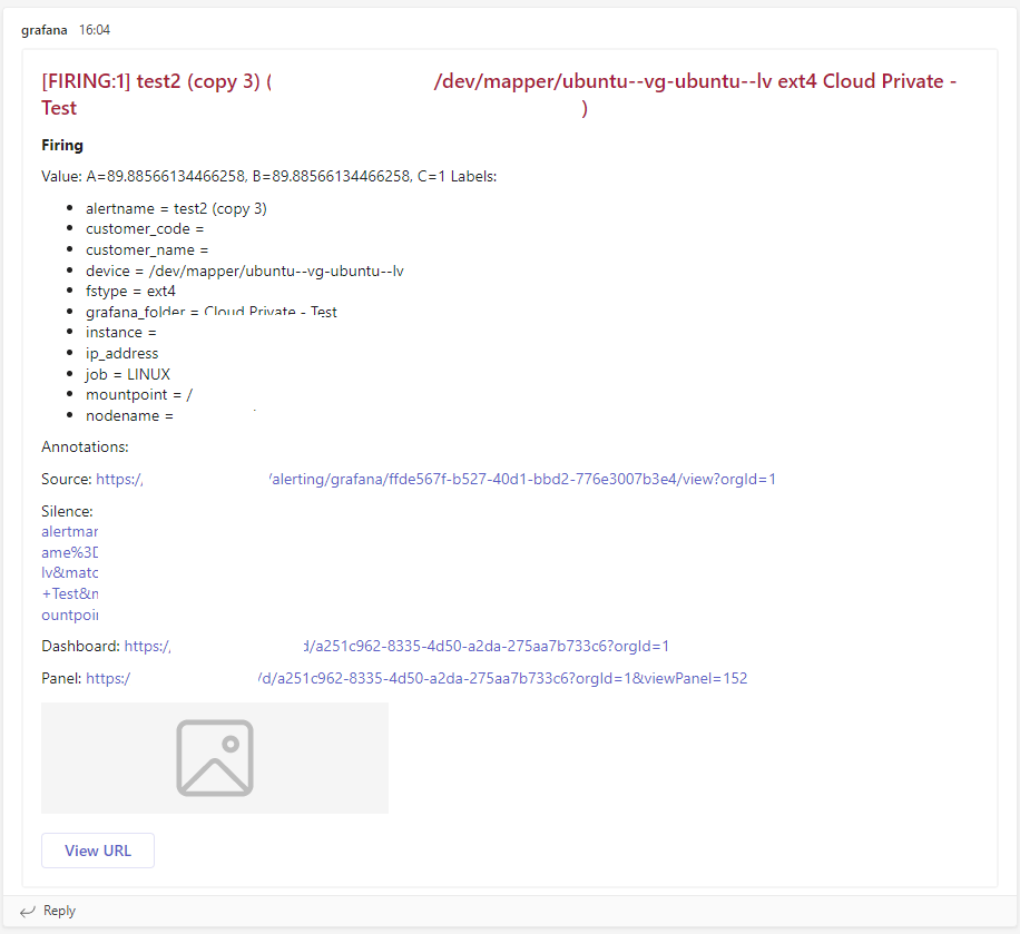 Alerting: Image not loaded in Microsoft Teams webhook due to URL contains "&" instead of ...