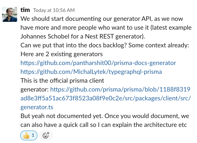 SPECS: Generator extensibility (document `generator` API) · Issue #930 · prisma/docs · GitHub