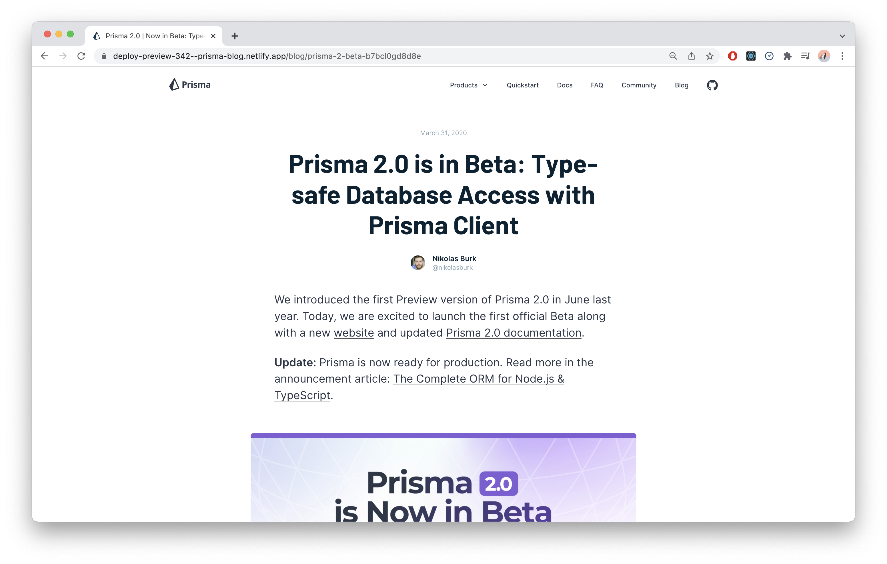 Update the Prisma 2.0 Beta article · Issue #12228 · prisma/prisma · GitHub