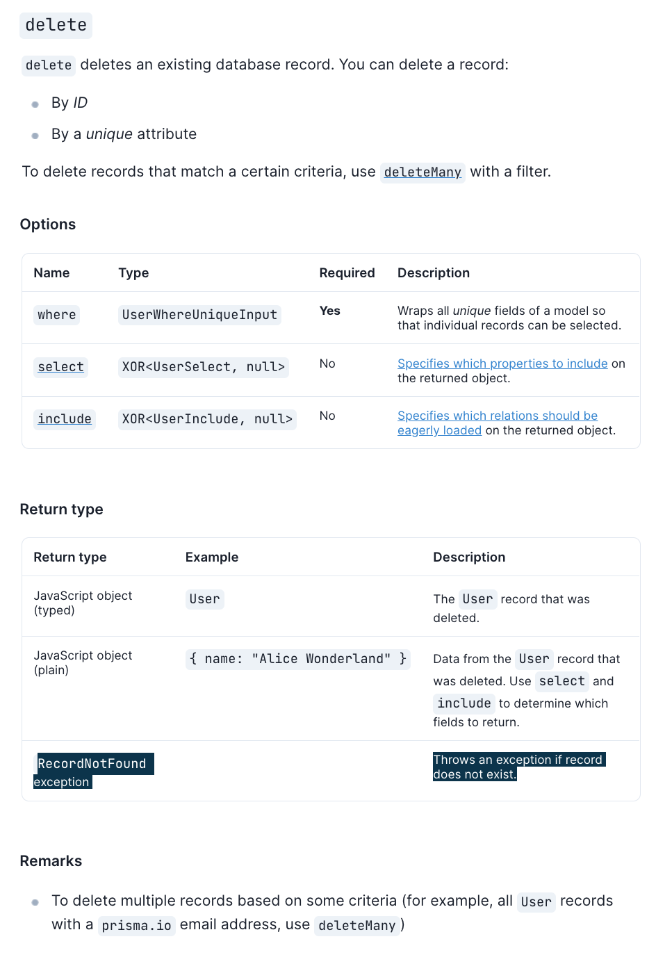 Consider separating return type from thrown exception in API docs ...