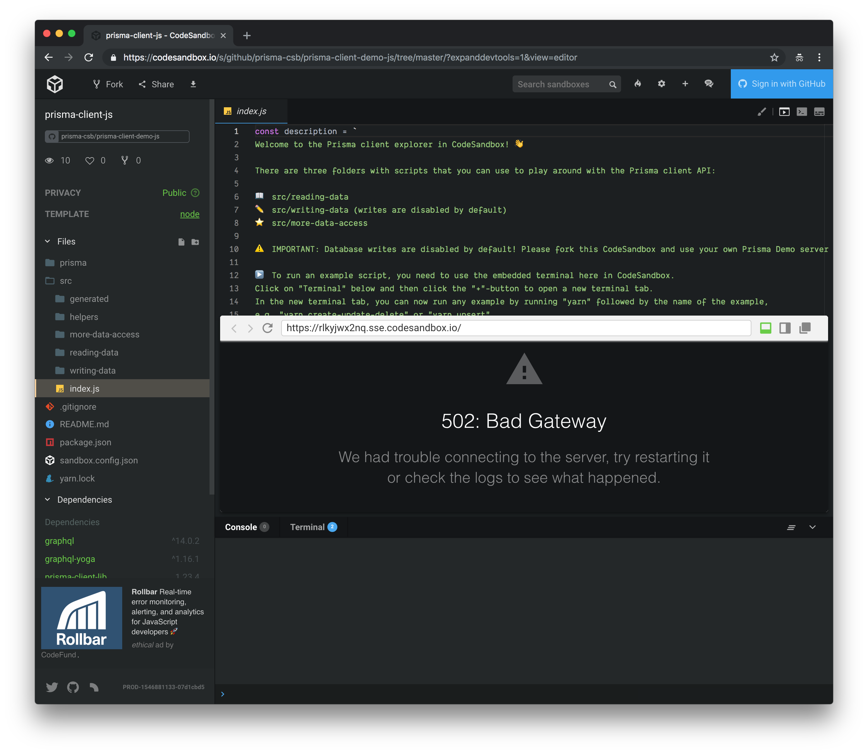 Hide browser and open terminal when embedding a CSB · Issue #1436 · codesandbox/codesandbox ...