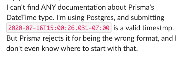 Document `datetime` Formats · Issue 668 · Prismadocs · Github