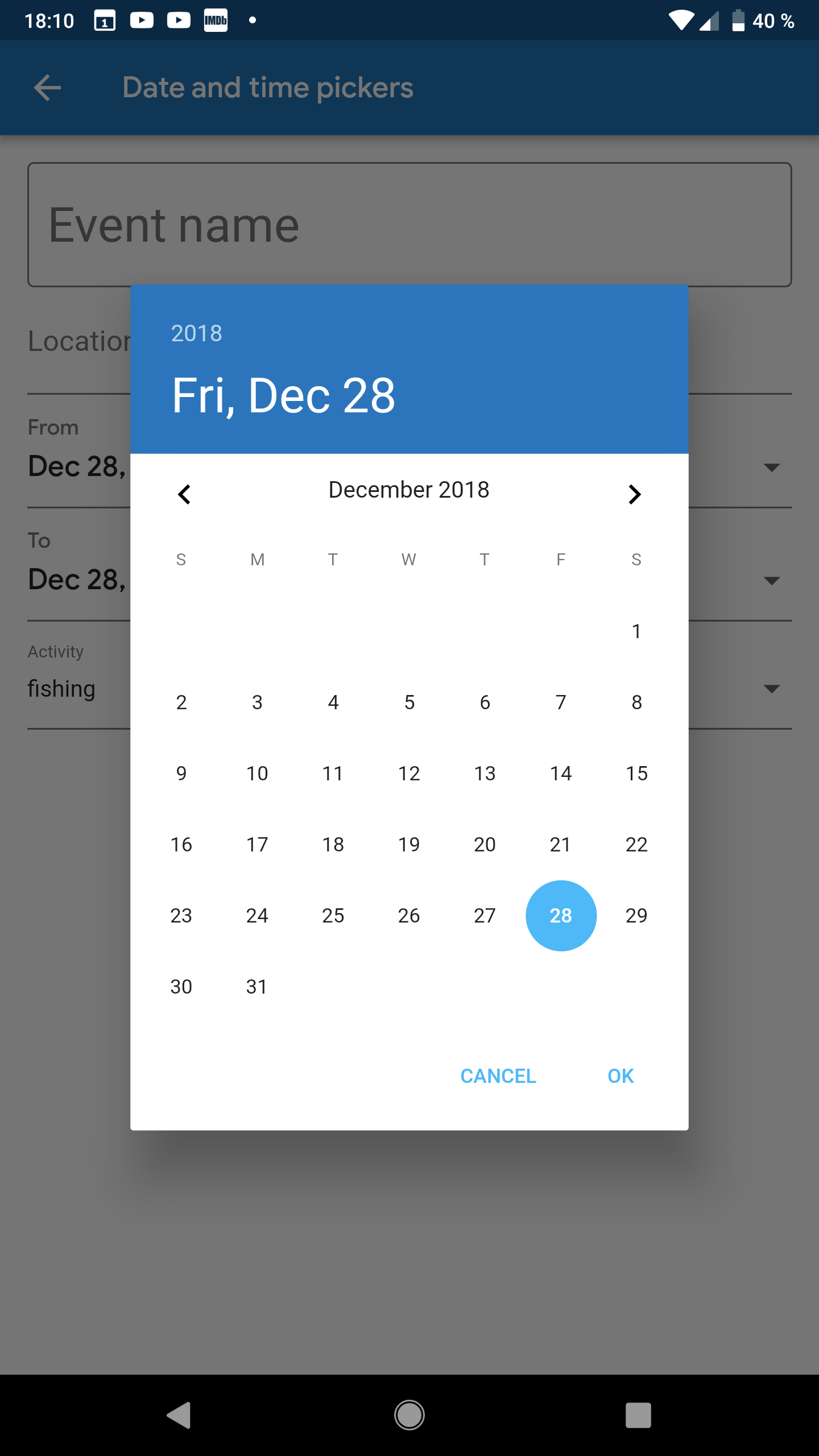 Small, white border around date picker's header on Android · Issue ...