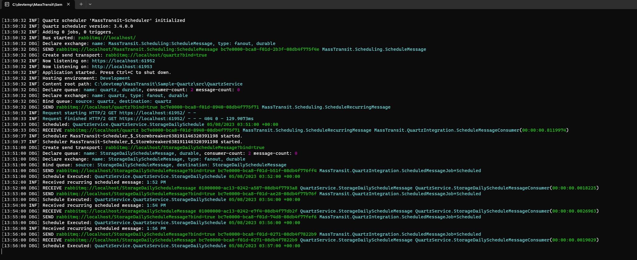 Correctly configuring recurring messages with Quartz.NET, Azure Service Bus · MassTransit ...