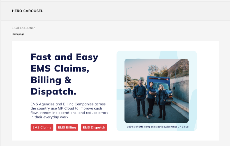 Create section for Hero Carousel on the 'Components > Hero Carousel ...