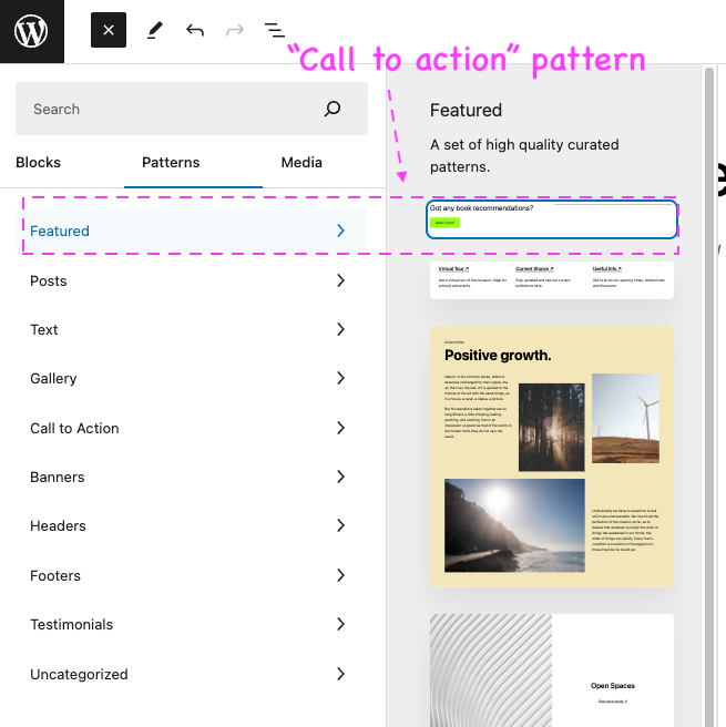 Patterns Theme Patterns Without Categories Do Not Show In Library · Issue 52614 · Wordpress