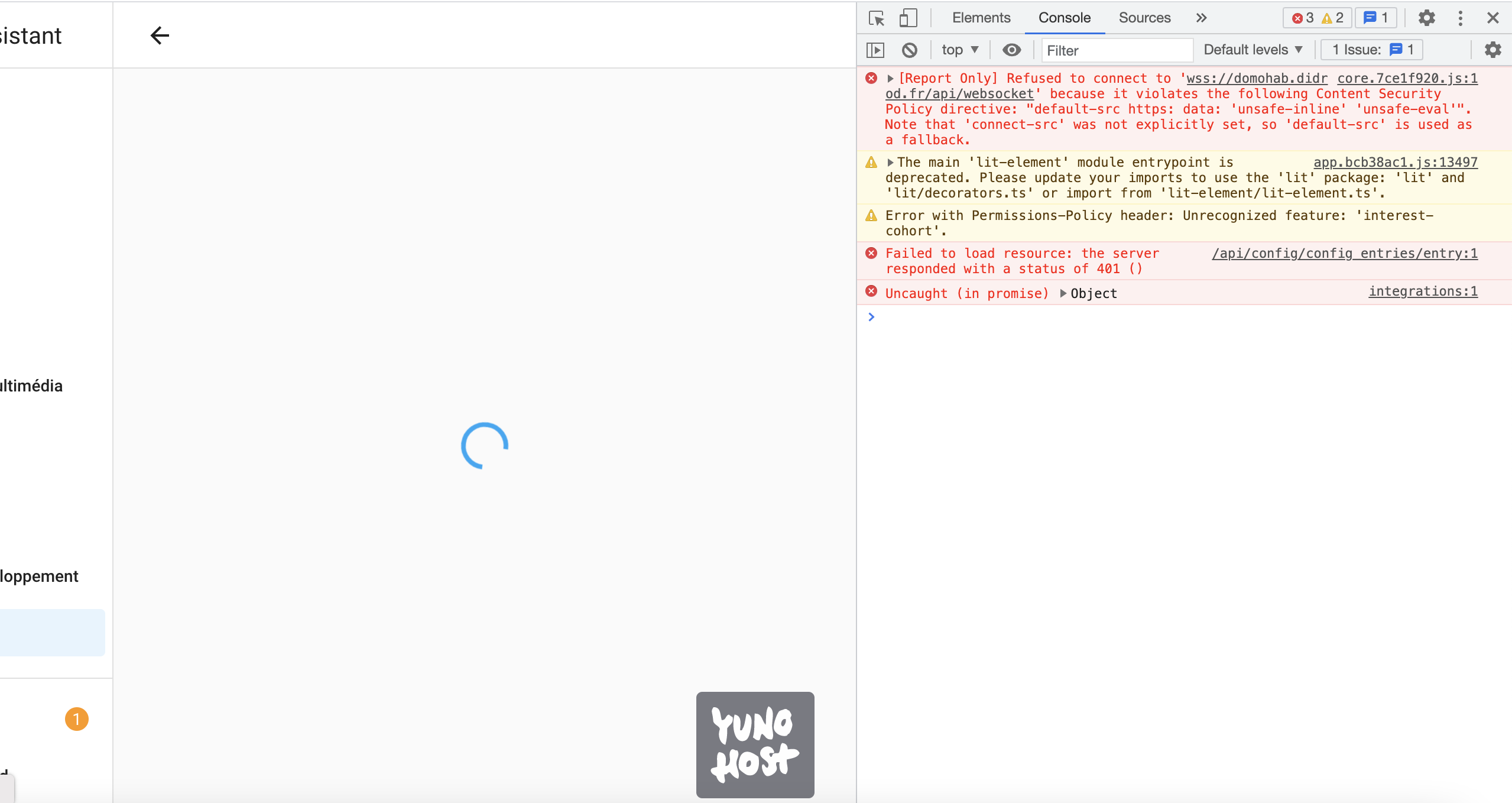 problem access tab "intégration" · Issue #33 · YunoHost-Apps/homeassistant_ynh · GitHub